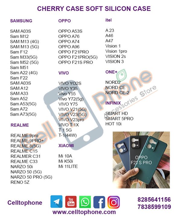 Cherry Case Soft Silicon With Oil Free | Cell To Phone